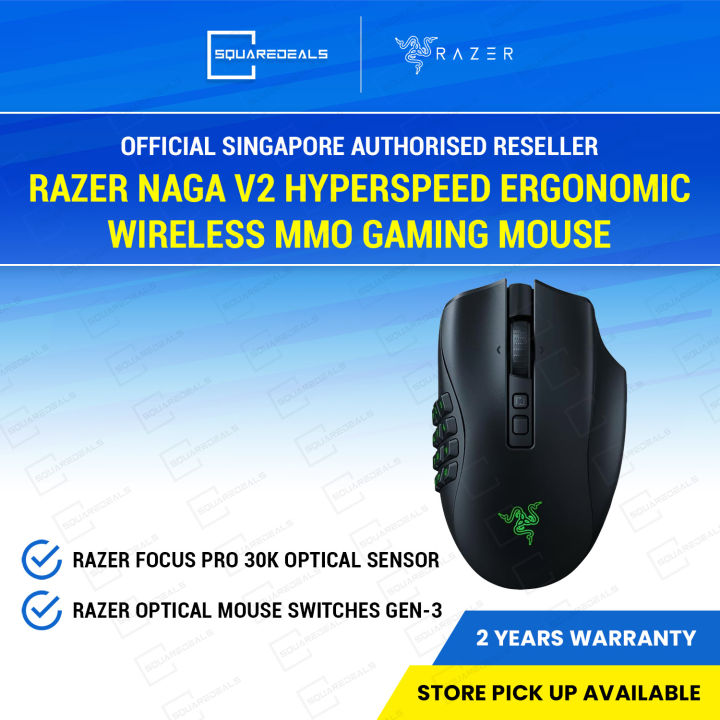 Razer Naga V2 HyperSpeed Ergonomic Wireless MMO Gaming Mouse | Lazada ...