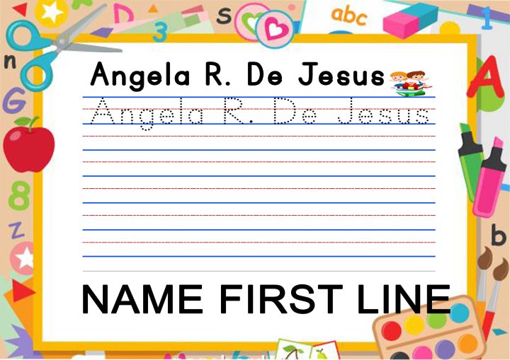 PERSONALIZED TRACING NAME PAD (ALPHABET, NAME , NUMBERS, SHAPES, LINES ...