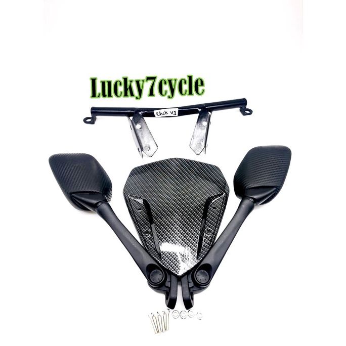 Carbon VISOR with Side Mirror and bracket (3 in 1) for AEROXMIOCLICK ...