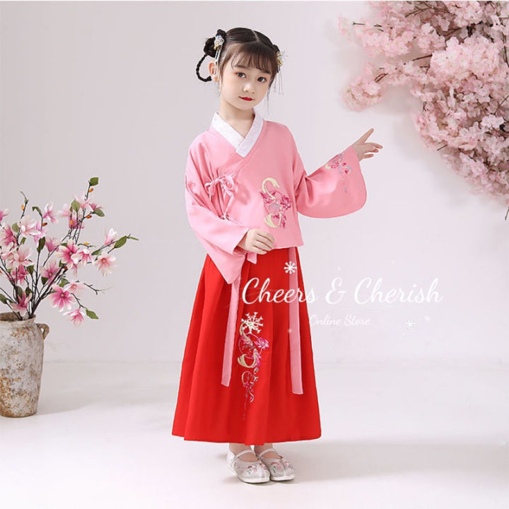 🇲🇾 Girls Traditional CNY Costume 2-pc Cheongsam Hanfu Dress Long Girl ...