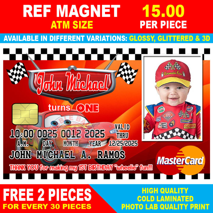 Cars Ref Magnet Souvenir for Birthday Christening Baptismal Baptismal ...