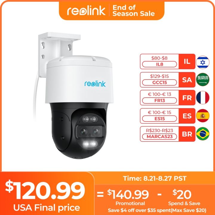 Reolink Trackmix Poe & Wifi Camera 4K Dual Lens PTZ Motion Auto Tracking Outdoor Animal Car ...