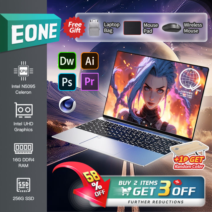 EONE 15.6" Laptop Intel Celeron N5095 16GB 512G Full HD IPS Office ...