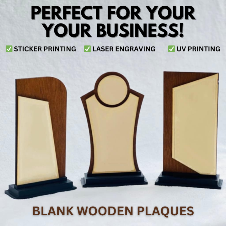 BLANK WOODEN PLAQUE/TROPHY FOR LASER ENGRAVING & STICKER PRINTING ...