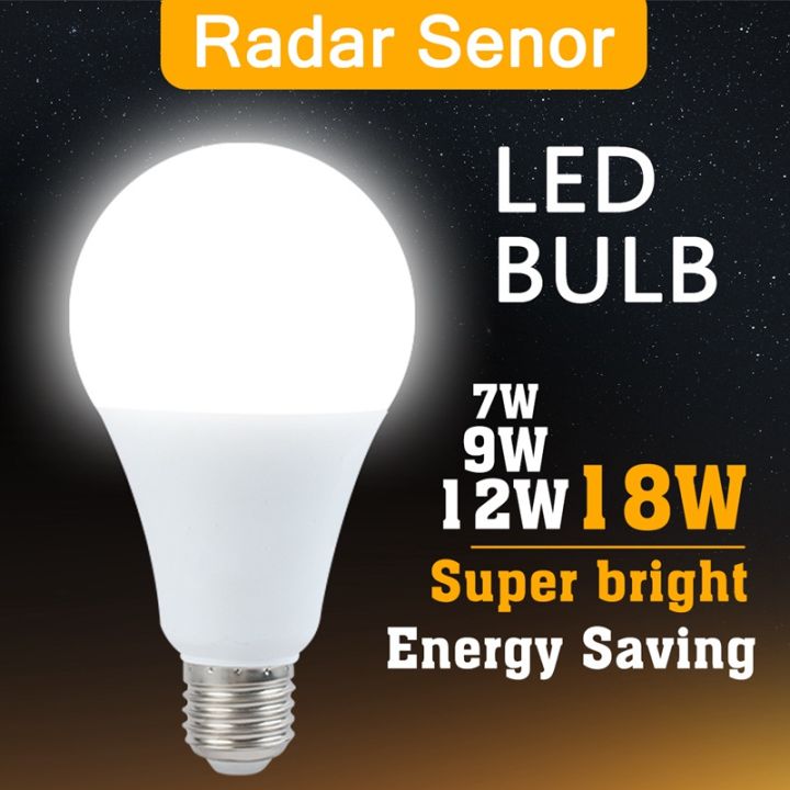 E27 Radar Sensor Light Motion LED Globe Bulb Microwave Ambient PIR ...