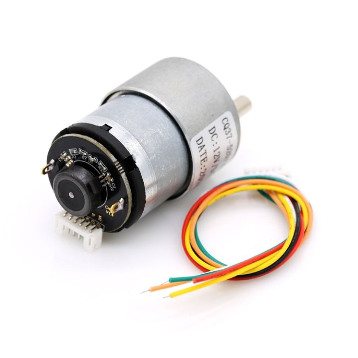 มอเตอร์พร้อม AB phase encoder 1:10 12v 1000 RPM DC motor gear with AB ...