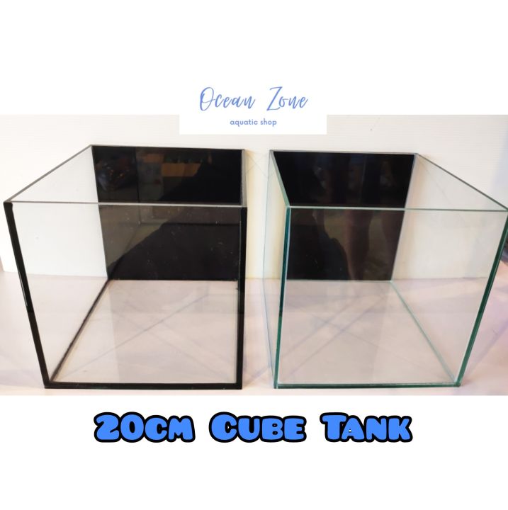 【Ocean Zone】20CM Cube Tank/Small Office Glass Aquarium / Full Set Cube ...