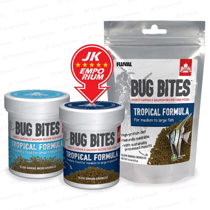 Fluval Bug Bites Insect Larvae & Salmon Tropical Fish Food Slow Sinking ...