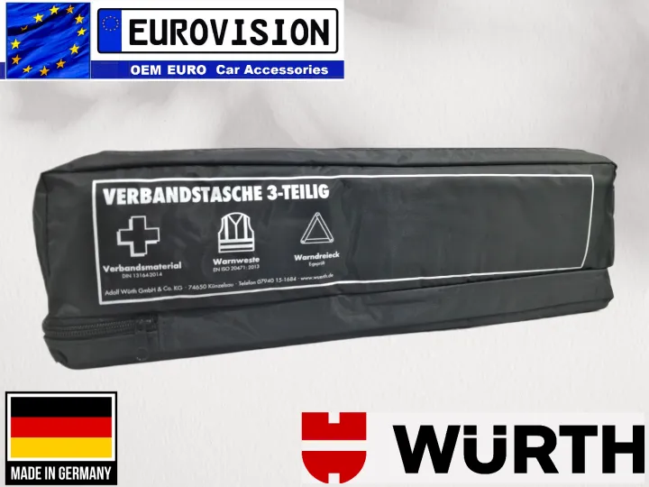 Car SAFETY Kit by Wurth Germany - 3 in 1 - First Aid Kit + High ...
