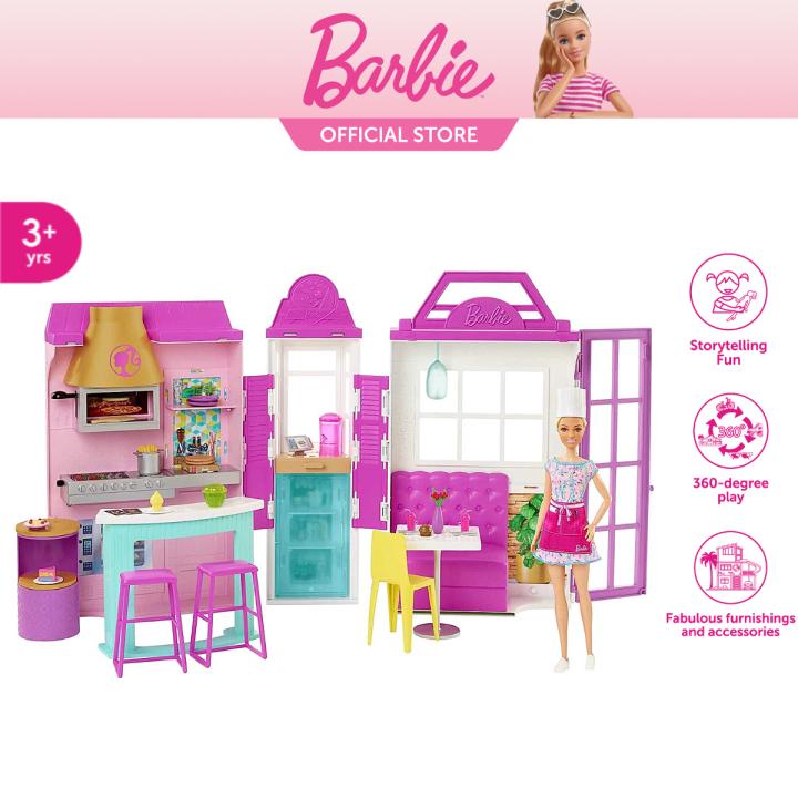Barbie Estate Cook ‘n Grill Restaurant with Doll and Accessories Water ...