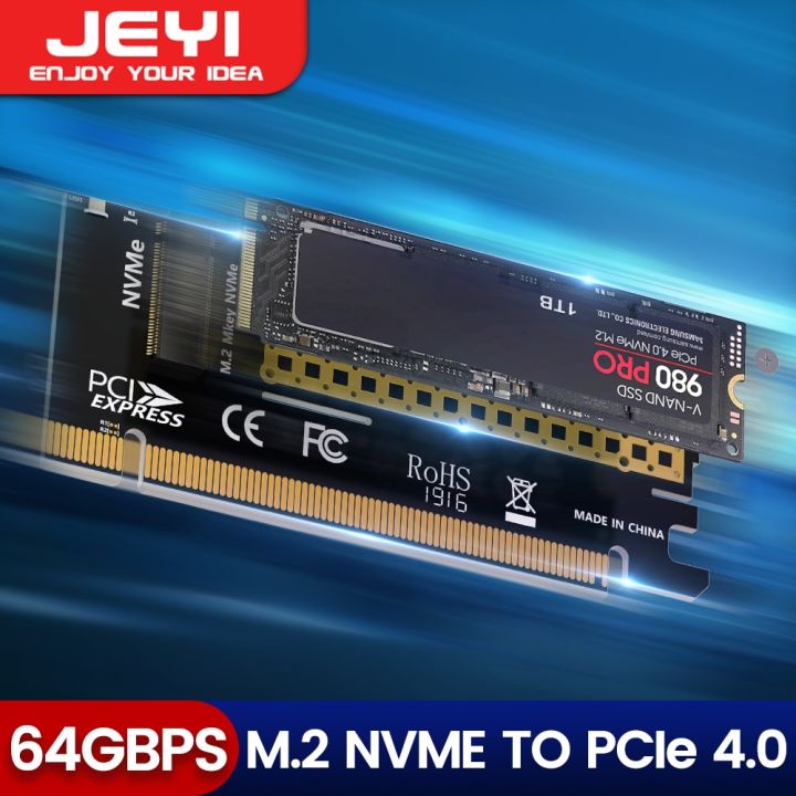 JEYI M.2 NVME to PCIe 4.0 x16 Adapter, M.2 NVMe SSD to PCI-e 4.0 Expansion Card, Supports 2280 ...