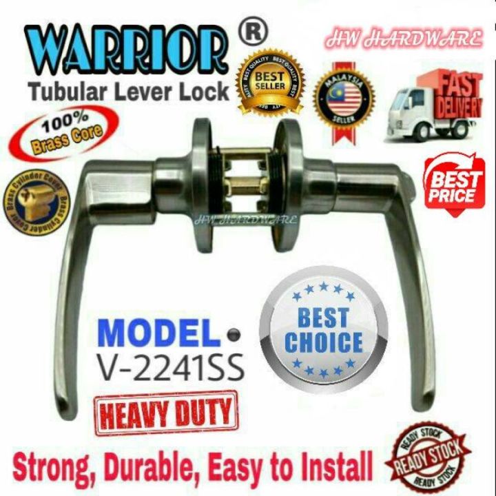 WARRIOR TUBULAR LEVER LOCK V-2241 SS Door lock set - Lock Pintu | Lazada