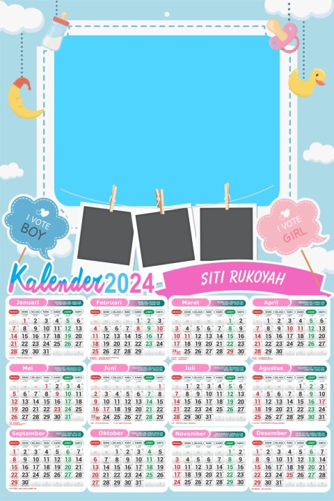 Kalender 2024 Tema Baby Cute Cocok buat si buahati yang masih unyu ...
