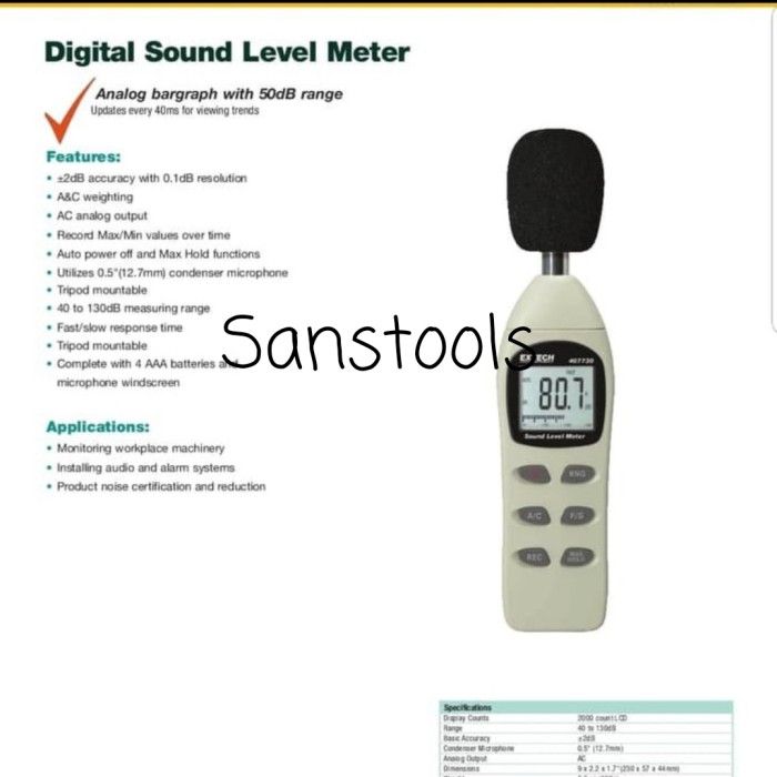 EXTECH 407730 DIGITAL SOUND LEVEL TESTER DB METER UKUR SUARA | Lazada ...