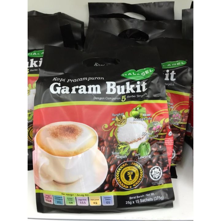 Halagel Kopi Campuran Garam Bukit MIXED WITH 5 HERBS ( 15 sachet) | Lazada