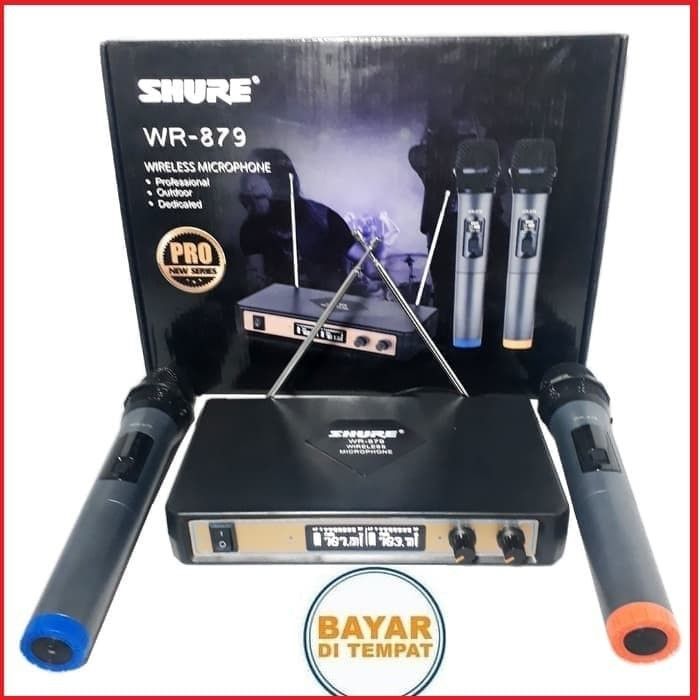SHUREE Microphone Mic Double Wireless WR-879 Suara mantap Hitam ...