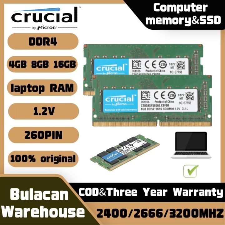 【3 year warranty】Crucial DDR4 RAM 4GB 8GB 16GB 2400MHZ 2666MHZ SODIMM ...
