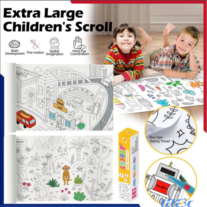 Children Coloring Paper Roll 3M DIY Drawing Roll Color Filling Paper ...