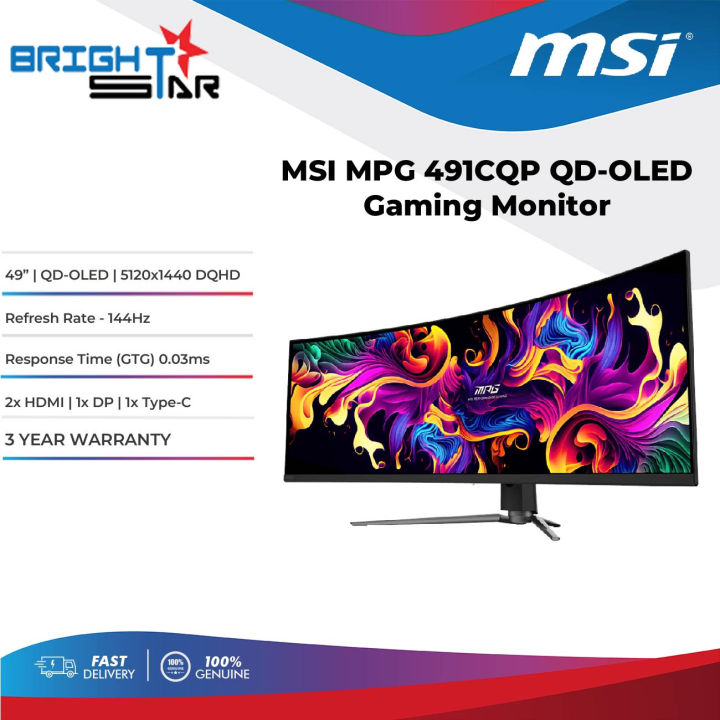 MSI MPG 491CQP QD-OLED 49" DQHD 144Hz Curved Gaming Monitor | Lazada