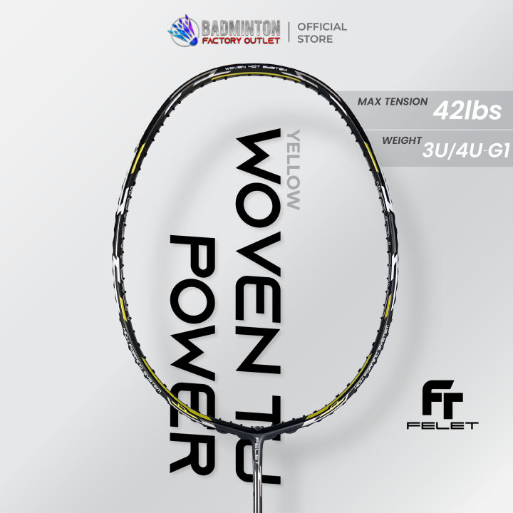 FELET Woven TJ Power V2 (Yellow) Badminton Racket - 3UG1 / 4UG1 Max ...