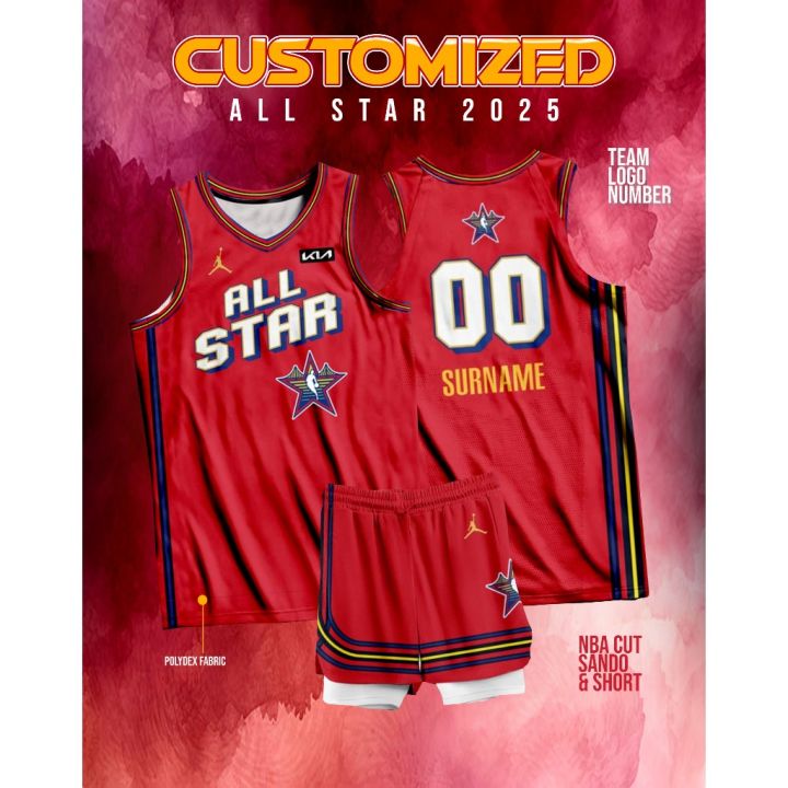RED MAROON ALL STAR NBATEAM Customized Sando and Short Full Sublimation ...