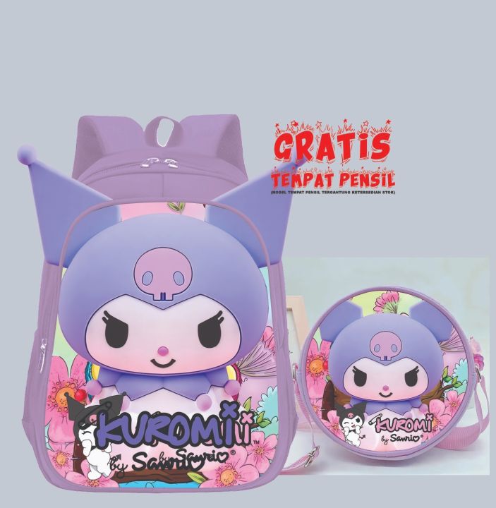 TAS KUROMI SANRIO TAS ANAK SEKOLAH PAUD TK UNTUK PEREMPUAN KARAKTER MOTIF KUROMI SANRIO MELODY ...