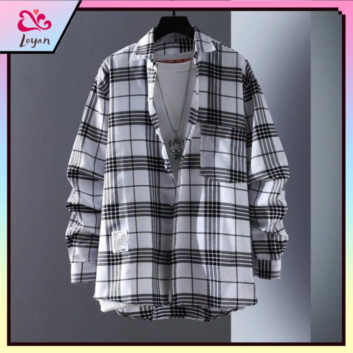 LOYAN เสื้อแขนยาวผู้หญิงลายตารางหมากรุก2025ฤดูใบไม้ผลิและฤดูใบไม้ร่วง ...