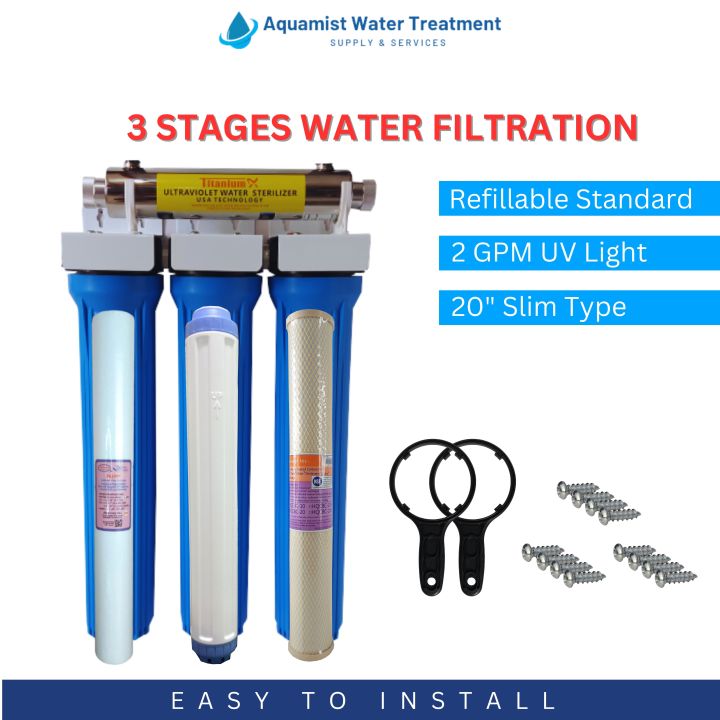 3 Stages Water Filter Refillable Deepwell Standard Heavy Duty Complete ...