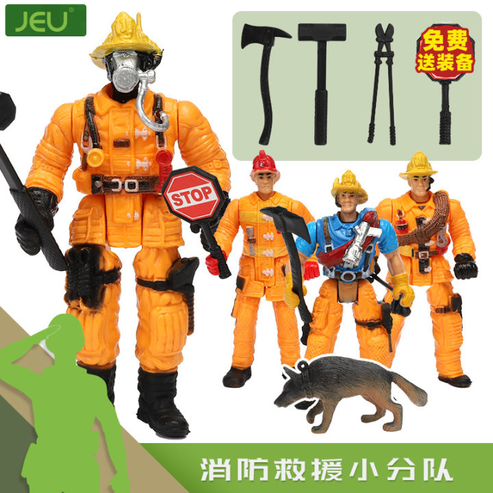 JEU Old Firefighter Soldier Model Toy People's Hero 1/18 Action Figure ...