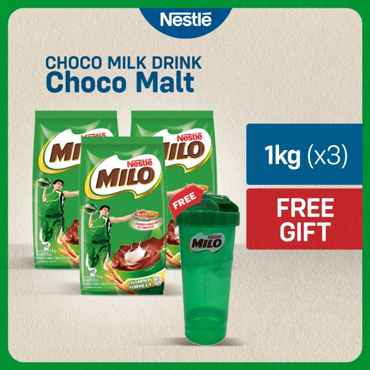 MILO Powdered Choco Malt Milk Drink 1kg - Pack of 3 with FREE Milo ...