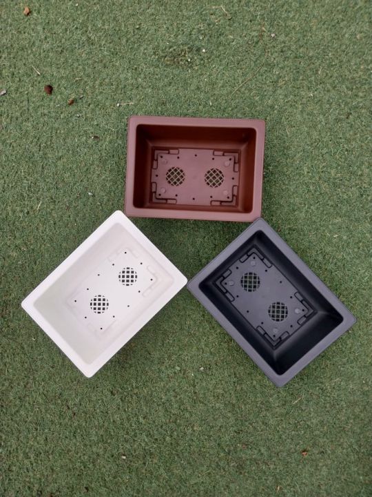 (2PCS) Pot Bonsai Kotak 25 Hitam Coklat Putih Pot Plastik Persegi ...