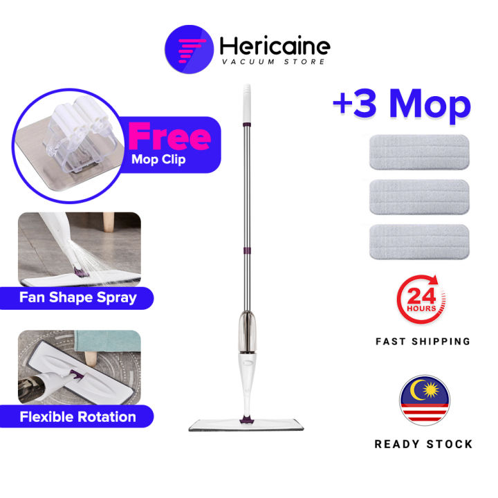 Hericaine 2022 New Model Spray Mop Lite Microfiber Pad Mop wet and dry ...