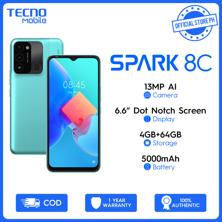 Tecno Spark 8C, Model KG5k ; 4GB RAM+64GB ROM, 6.56HD+D 90Hz, 5000 mAh, | Lazada PH
