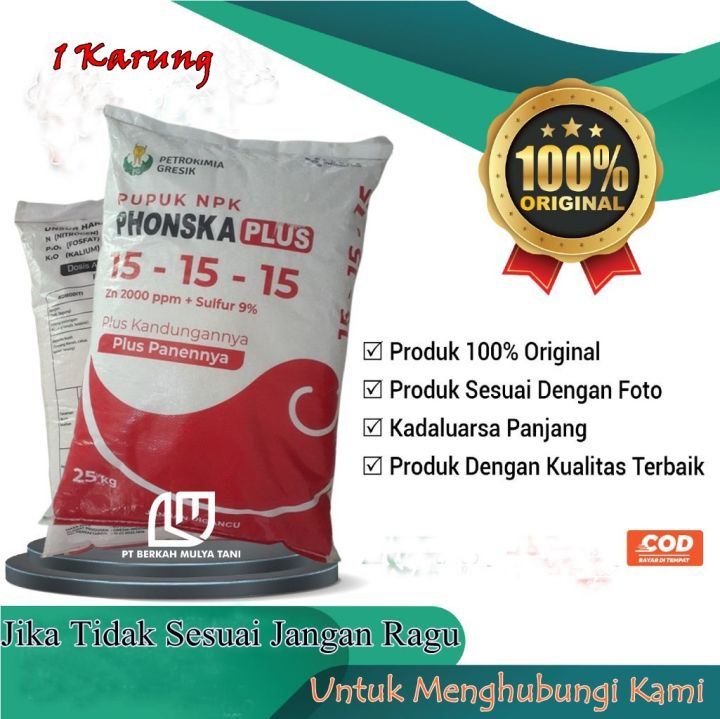 Pupuk NPK Phonska Plus 15-15-15 Kemasan Pabrik 1 Karung 25 Kg | Lazada ...