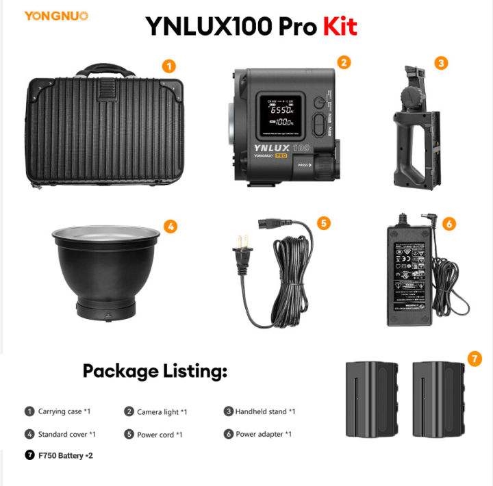 Yongnuo YNLUX100 Pro 120W 2700K-6500K Bowens Mount Handheld Outdoor LED ...