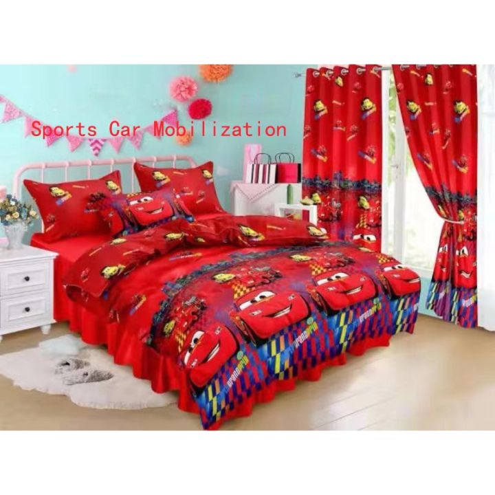 Sports Car Mobilization cartoon 3 in 1 Semi Cotton Bed Sheet Set ...