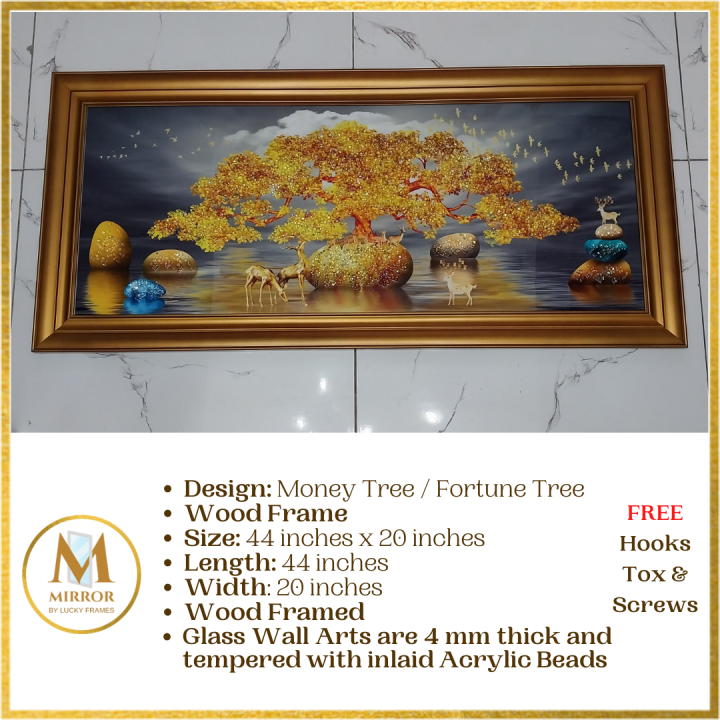 Money Tree Wall Decor Gold Wood Frame 44 inches x 20 inches | Lazada PH