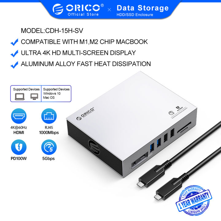 4K Triple Display USB C Docking Station, ORICO Cool and Stable USB HUBS ...