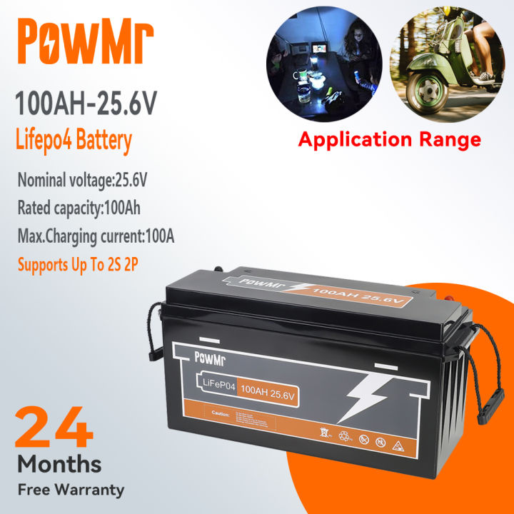 PowMr LiFePo4 battery 24V 100Ah with Voltage Display and smart BMS ...