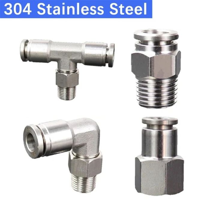304 Stainless Steel Pneumatic Hose Fitting PC PCF PL PLF PB Air Tube ...