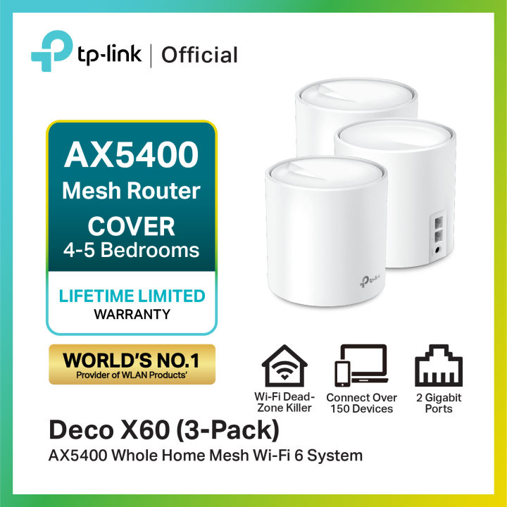 TP-Link Deco X60 AX5400 Whole Home Mesh WiFi 6 Router ตัวขยายสัญญาณ WiFi รับประกันตลอดการใช้งาน ...