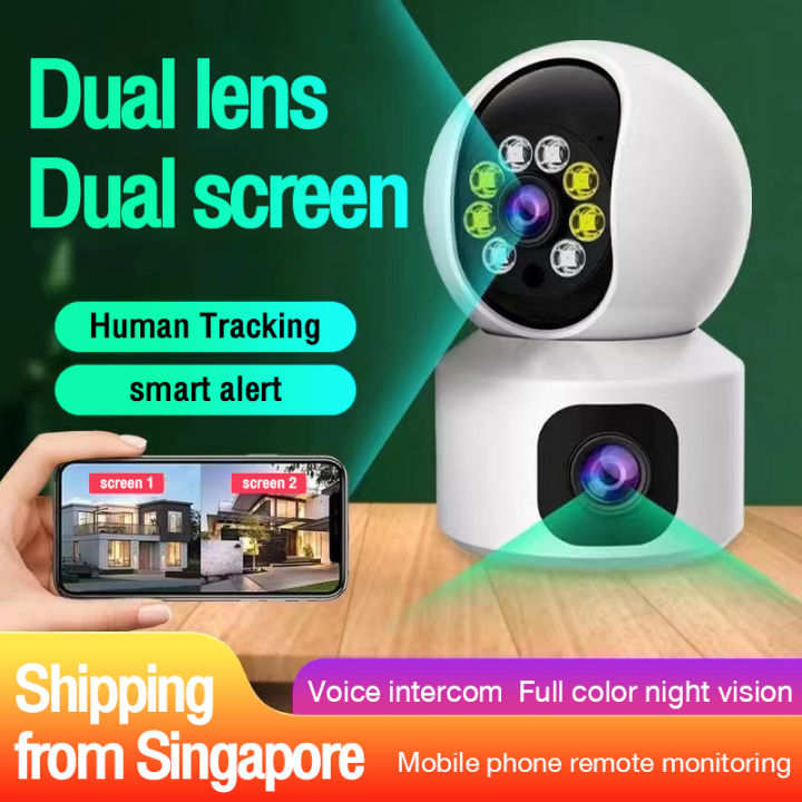 cctv camera for home wireless Dual Lens WiFi Camera Baby Monitor Indoor ...