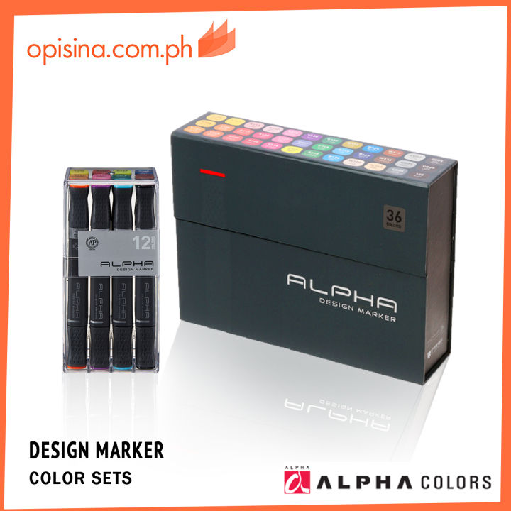 ALPHA COLOR DESIGN MARKER SET DUAL-TIP (36-COLORS , 12-COLORS) KOREA ...