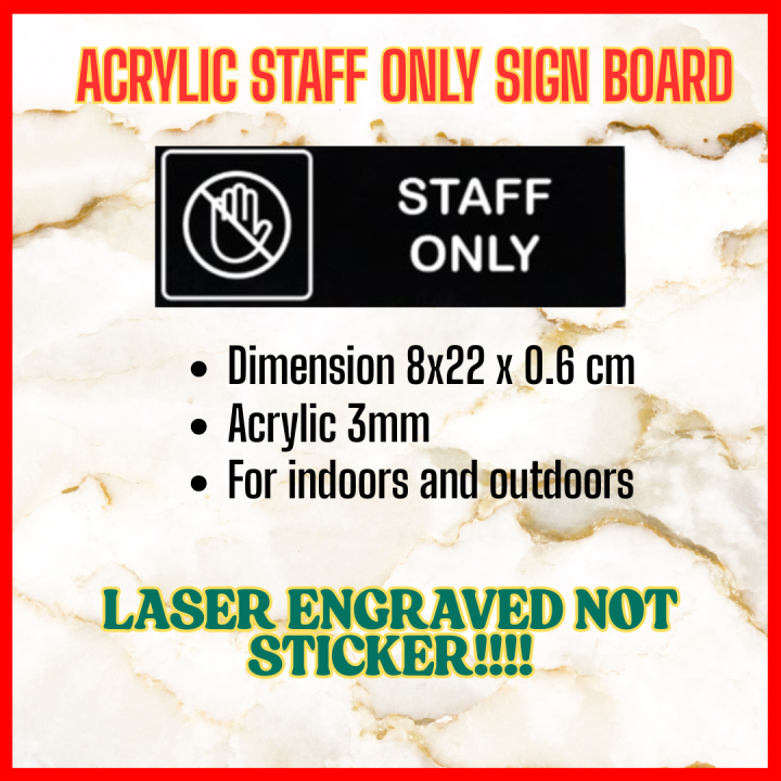 Staff only sign board - staff only logo board - Acrylic sign board ...