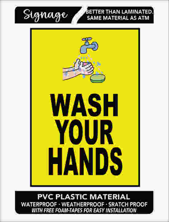 WASH YOUR HANDS (YELLOW PVC SIGNAGE) | Lazada PH