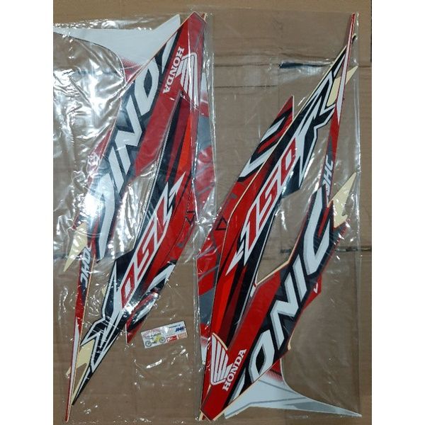 STIKER STRIPING LES BODY MOTOR HONDA SONIC HITAM LES FULL MERAH BAHAN ...