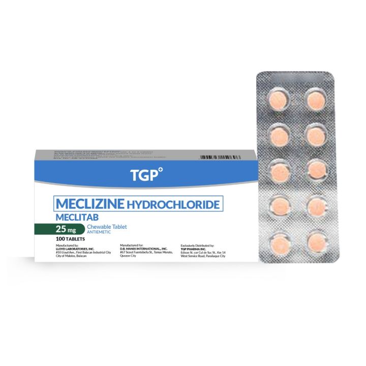 MECLITAB Meclizine HCI Chewable Tab 25mg (10 Tablets) | Lazada PH