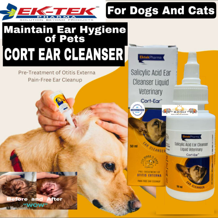 EkTek Pharma Cort Ear Cleanser Salicylic Acid 50ML For Dogs And Cats ...