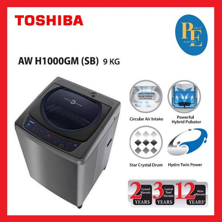 Toshiba 9.0kg Top Load Fully Auto Washing Machine Washer - AW-H1000GM ...