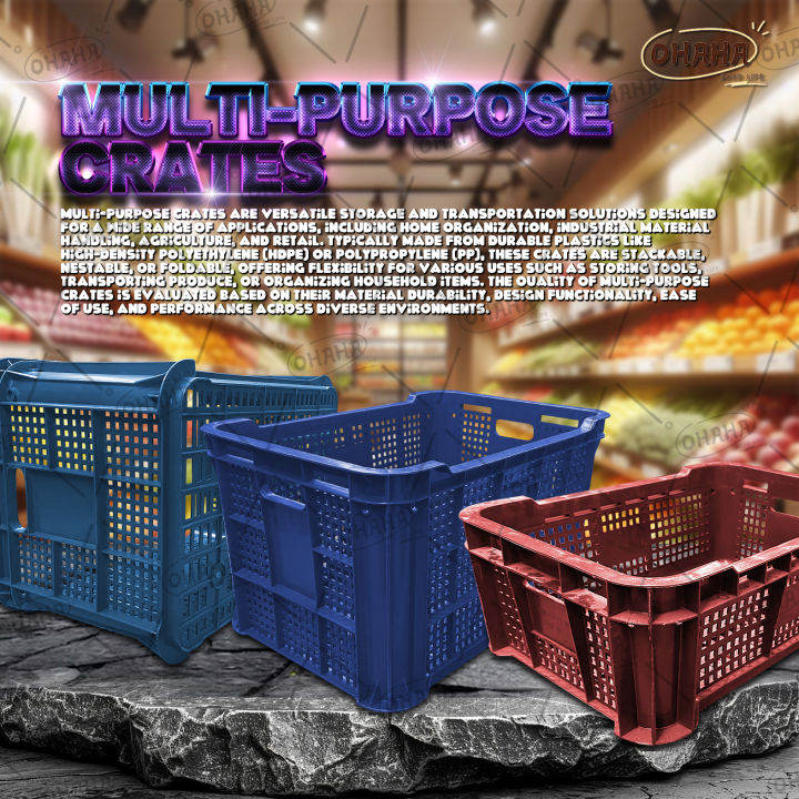 OHAHA PLASTIC CRATES FRUIT CRATES HALF CRATE WHOLE CRATE STORAGE CRATES ...
